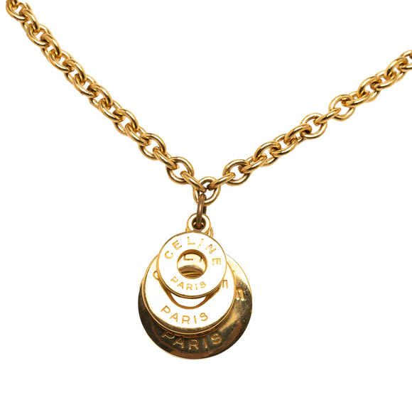 Celine | Jewelry | Celine Goldtone Pendant Necklace Costume Necklace ...